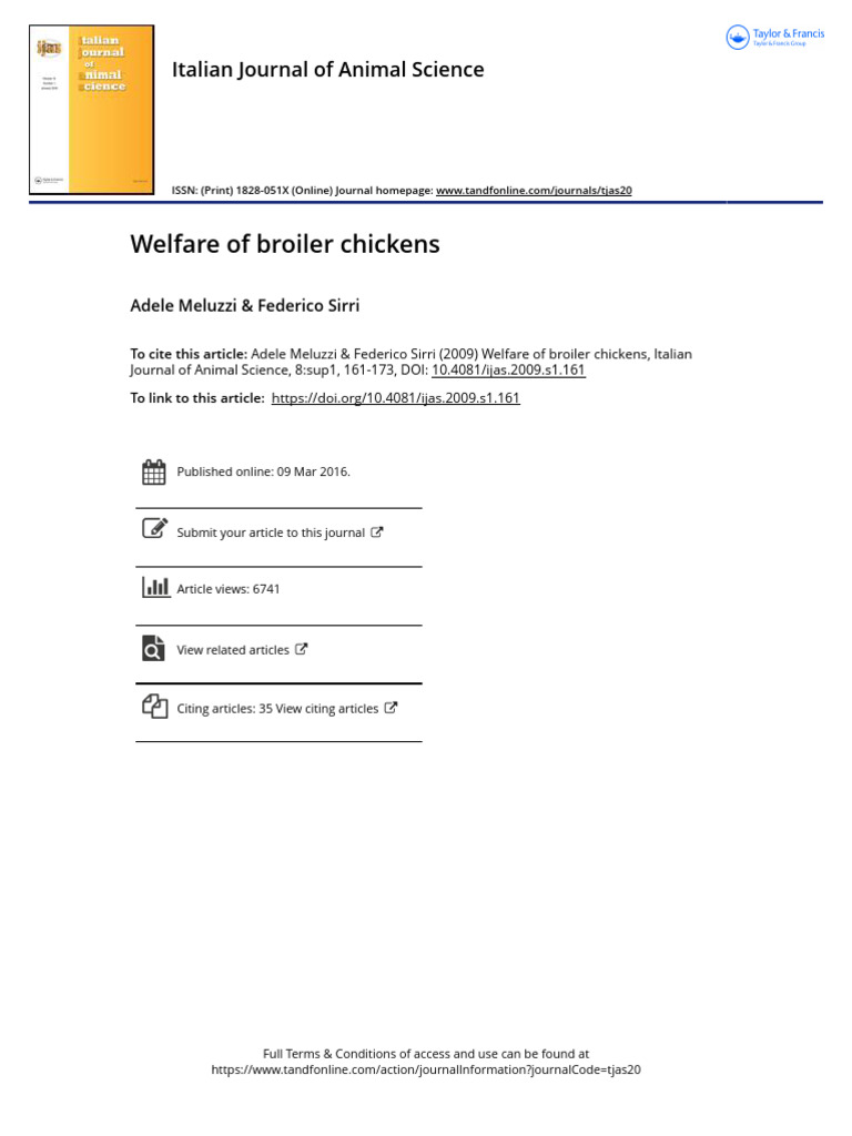 Welfare of Broiler Chickens | PDF