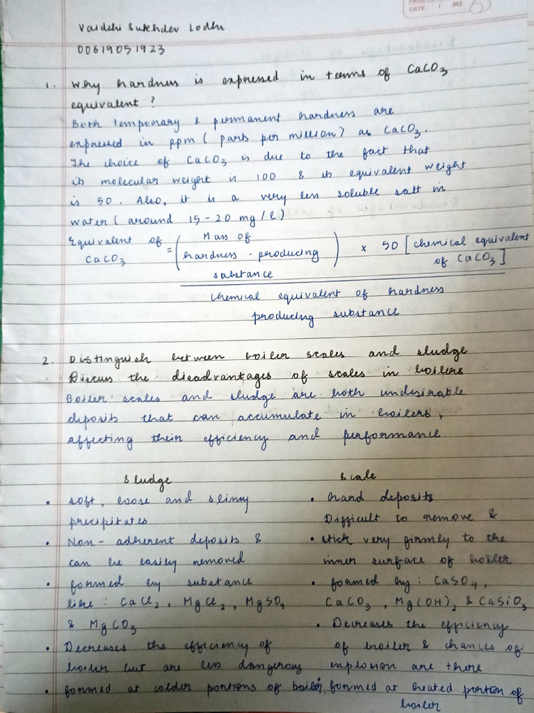 Chem Water Assignment | PDF