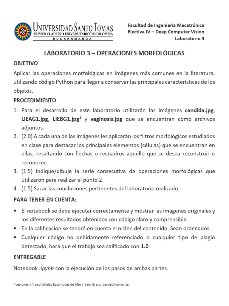Laboratorio 3 - Operaciones Morfológicas | PDF