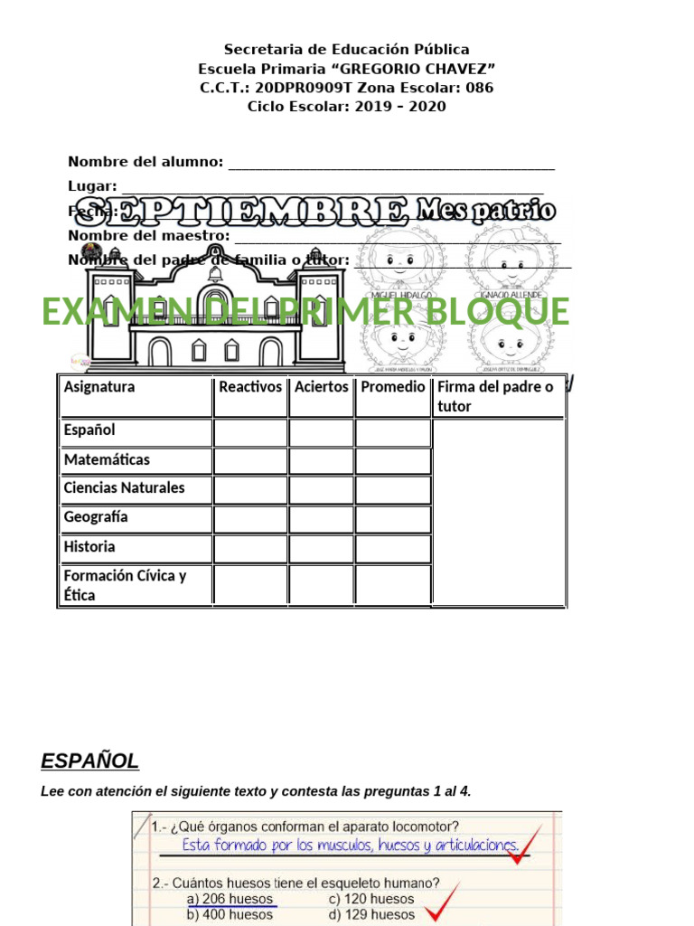 bloque uno examen | PDF