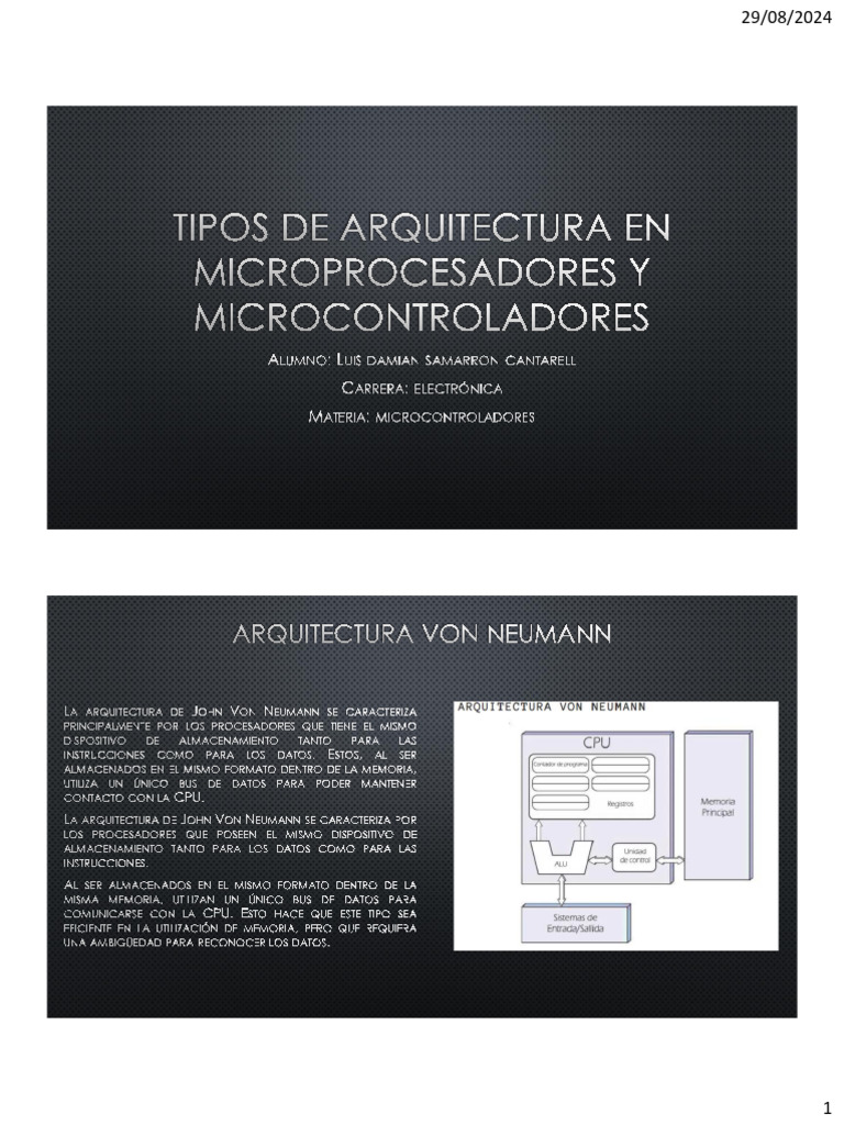 Tipos de Arquitectura en Microprocesadores y Microcontroladores | PDF