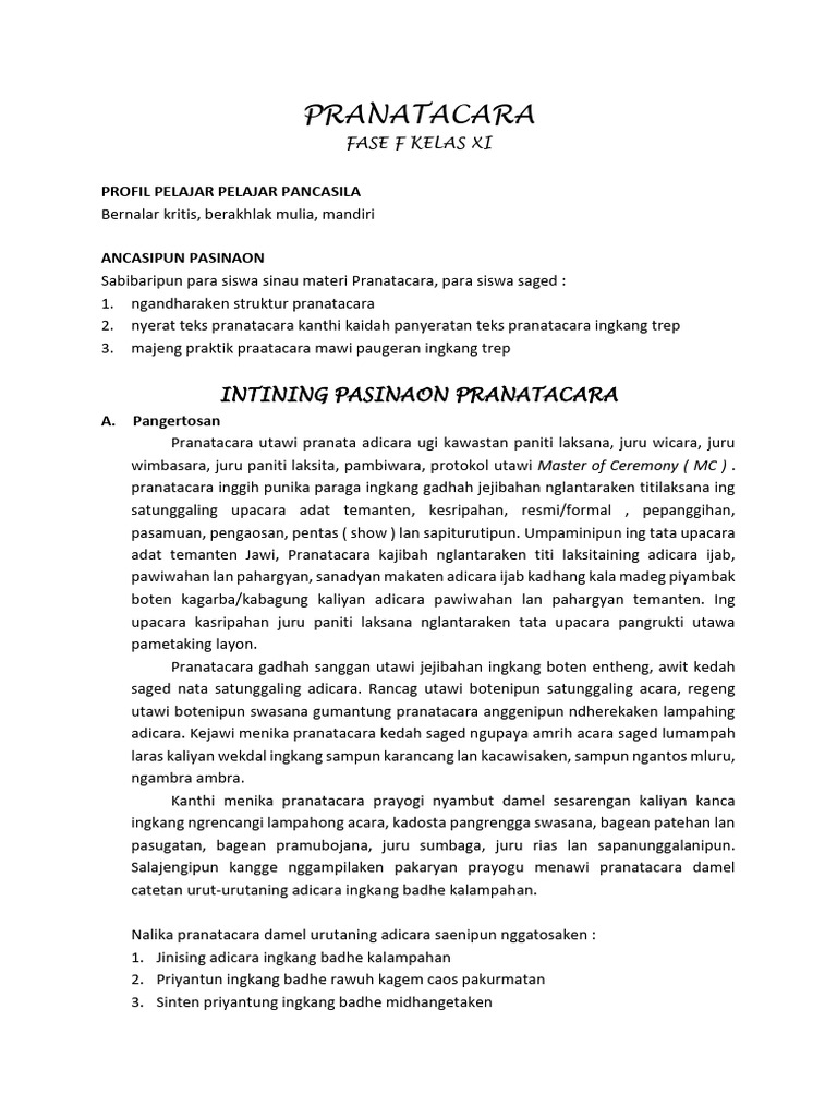 XI Pranatacara | PDF