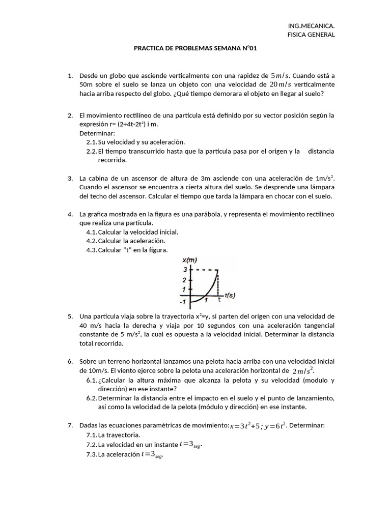 Practica de Problemas n1 Cinematica | PDF