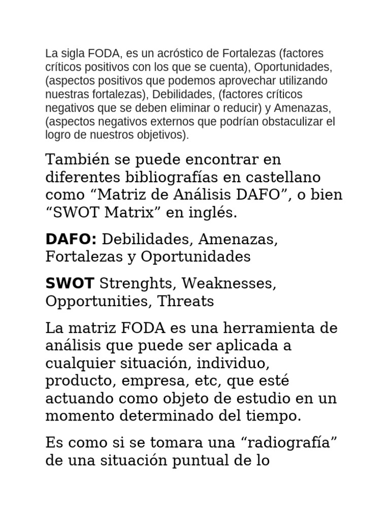 La Sigla FODA | PDF
