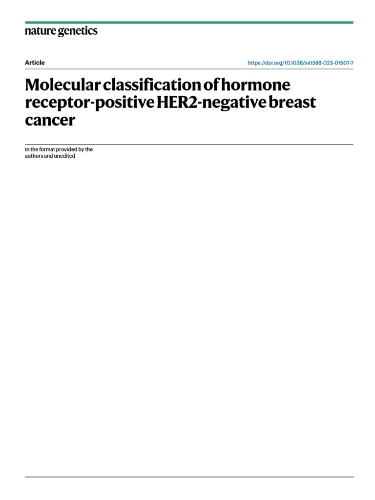 Molecular Classification of Hormone Receptor-Positive HER2-Negative Breast Cancer SP | PDF