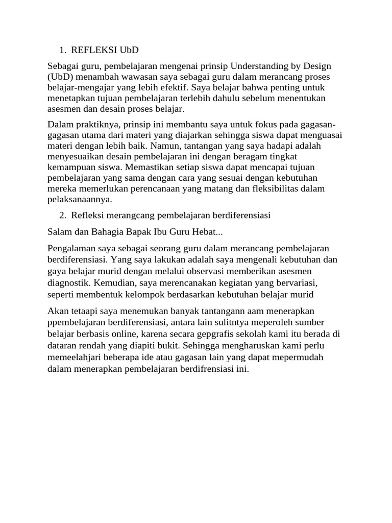 REFLEKSI UbD | PDF