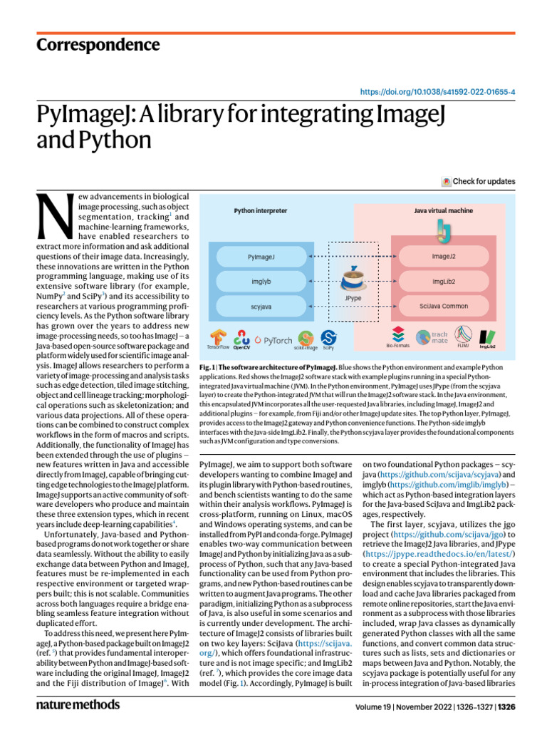 PyImageJ - A Library For Integrating ImageJ and Python | PDF