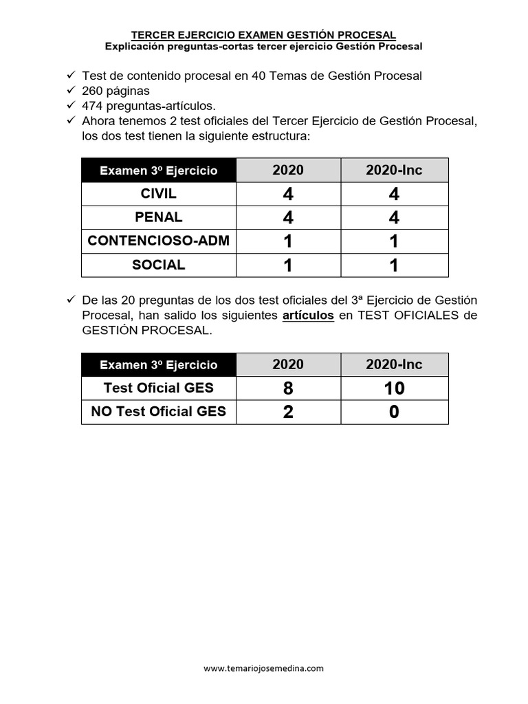 TERCER EJERCICIO GESTIÓN - Explicación Preguntas TEST | PDF
