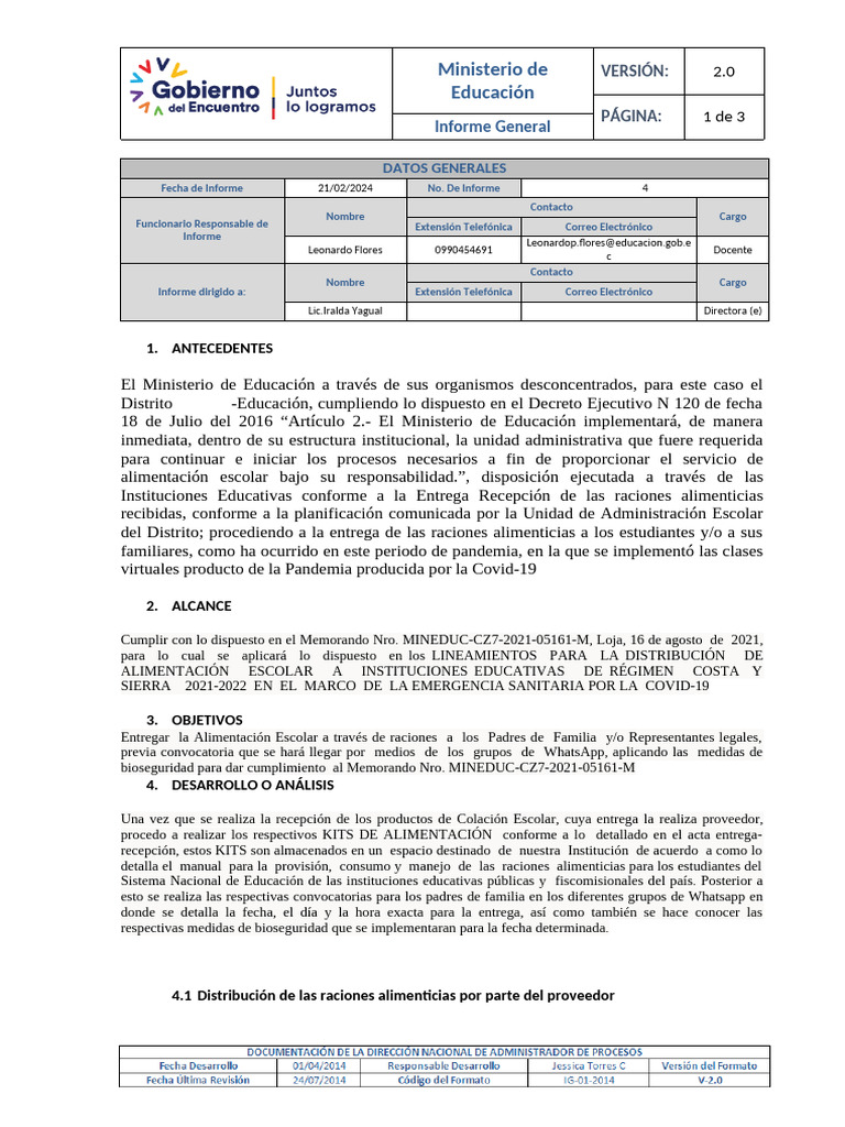 Informe Pae | PDF