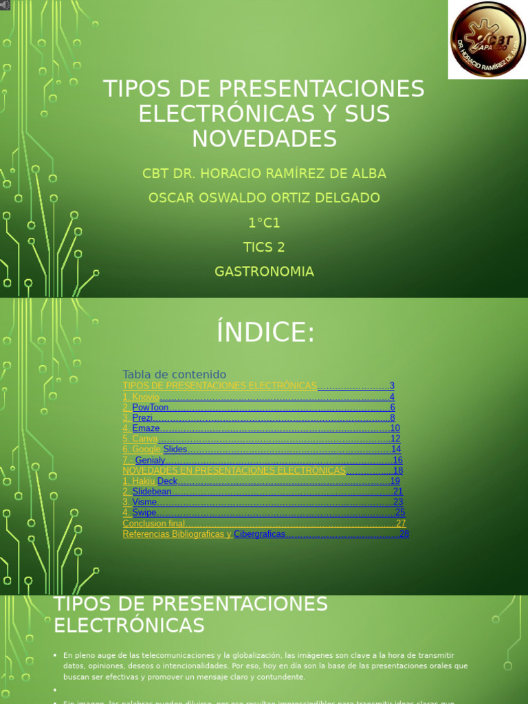 Tipos de Presentaciones Electrónicas y Sus Novedades | PDF