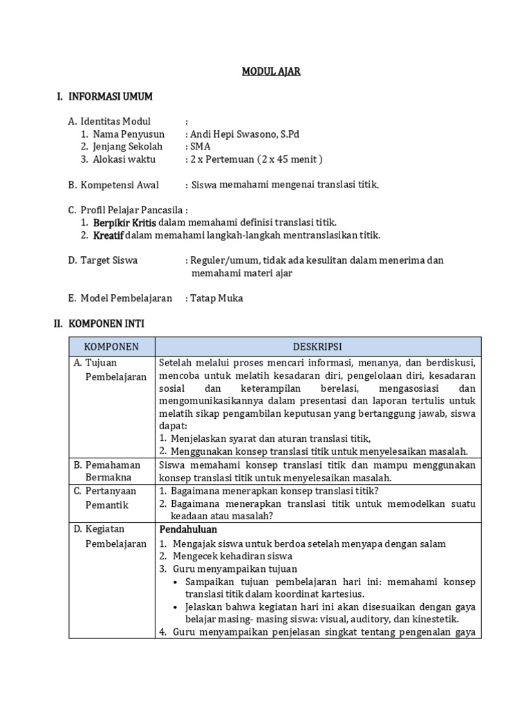 MODUL AJAR Upload PMM Aksi Nyata Modul 1 | PDF