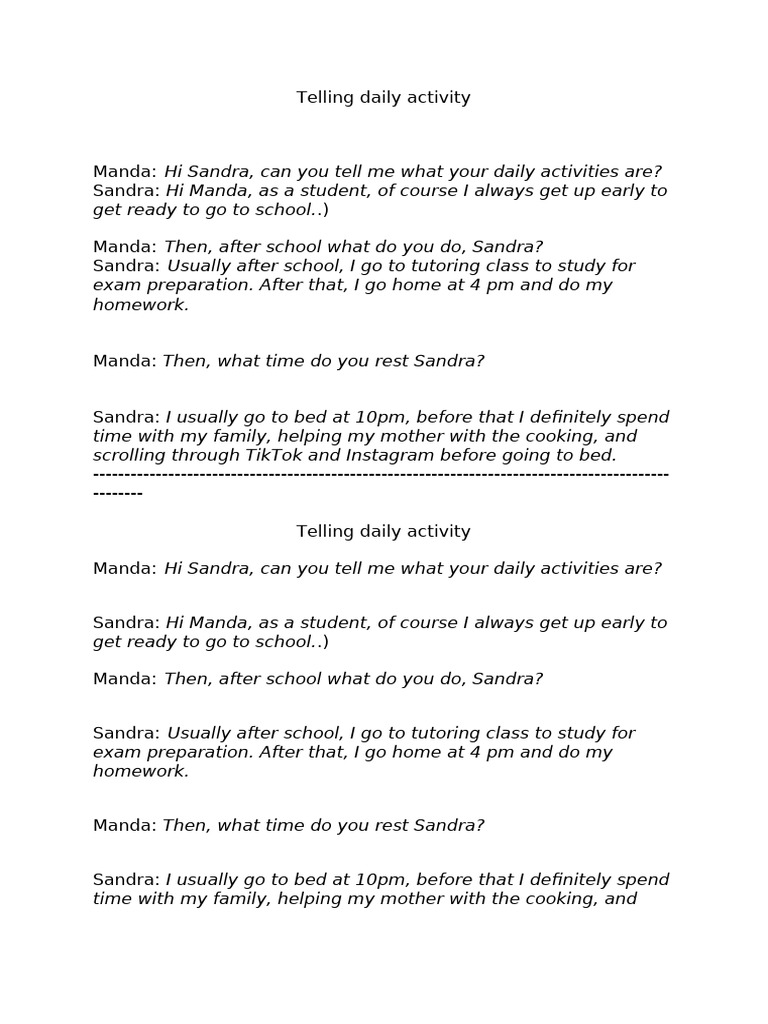 Daily Activity | PDF