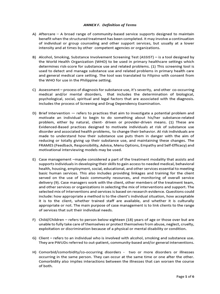 Annex F Definition of Terms | PDF