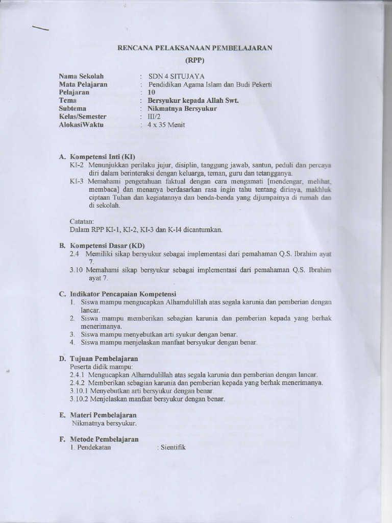 RPP Bu Wiwin Kelas 3017 | PDF