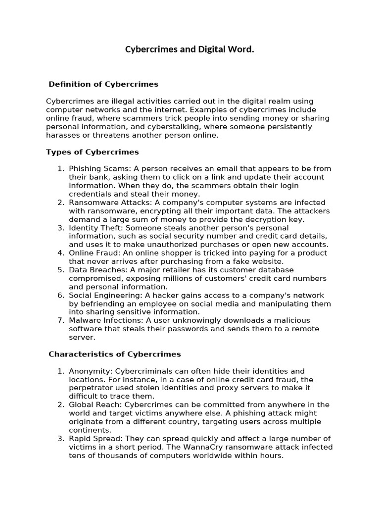 Cybercrimes and Digital Word | PDF
