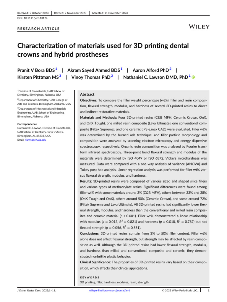 5. Characterization of Materials Used for 3D Printing | PDF