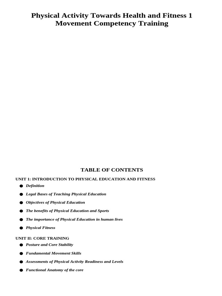 Physical Activity Towards Health and Fitness 1 1 | PDF