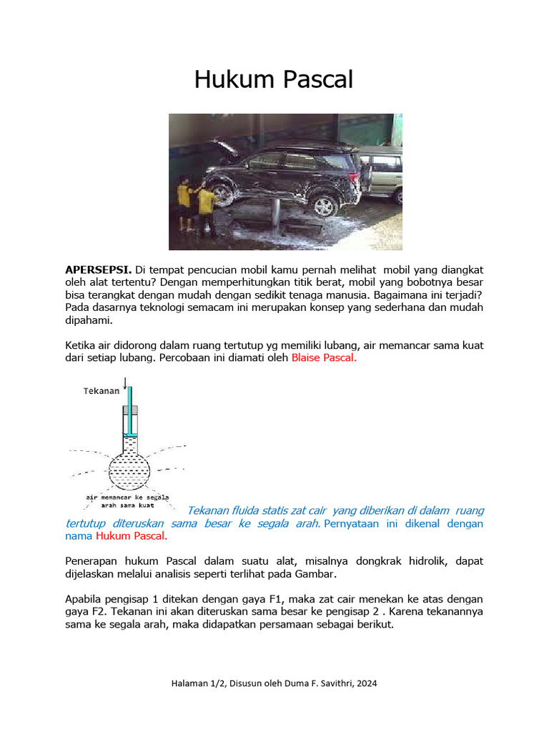 Hukum Pascal - Pompa Hidrolik | PDF