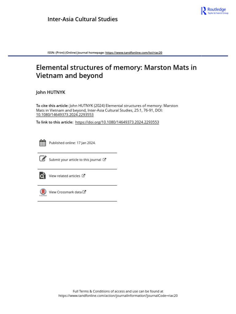 Marston Mats: Memory Structures in Vietnam | PDF | Vietnam
