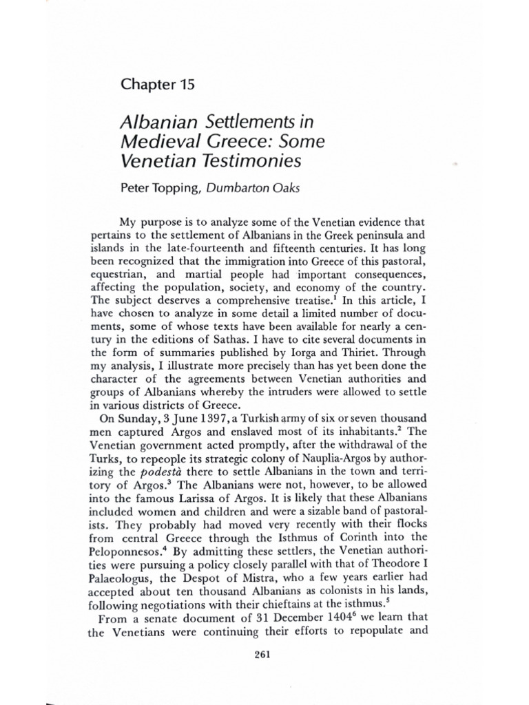 1980 Peter Topping Albanian settlements in Byzantine Greece | PDF