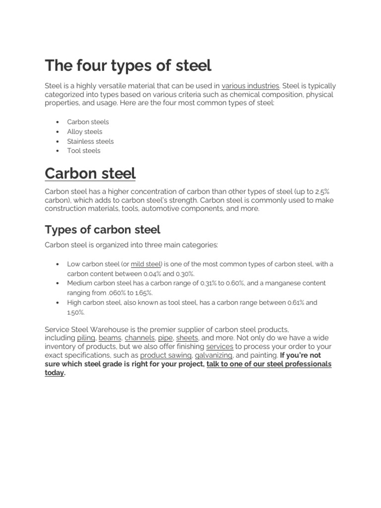 The Four Types of Steel | PDF