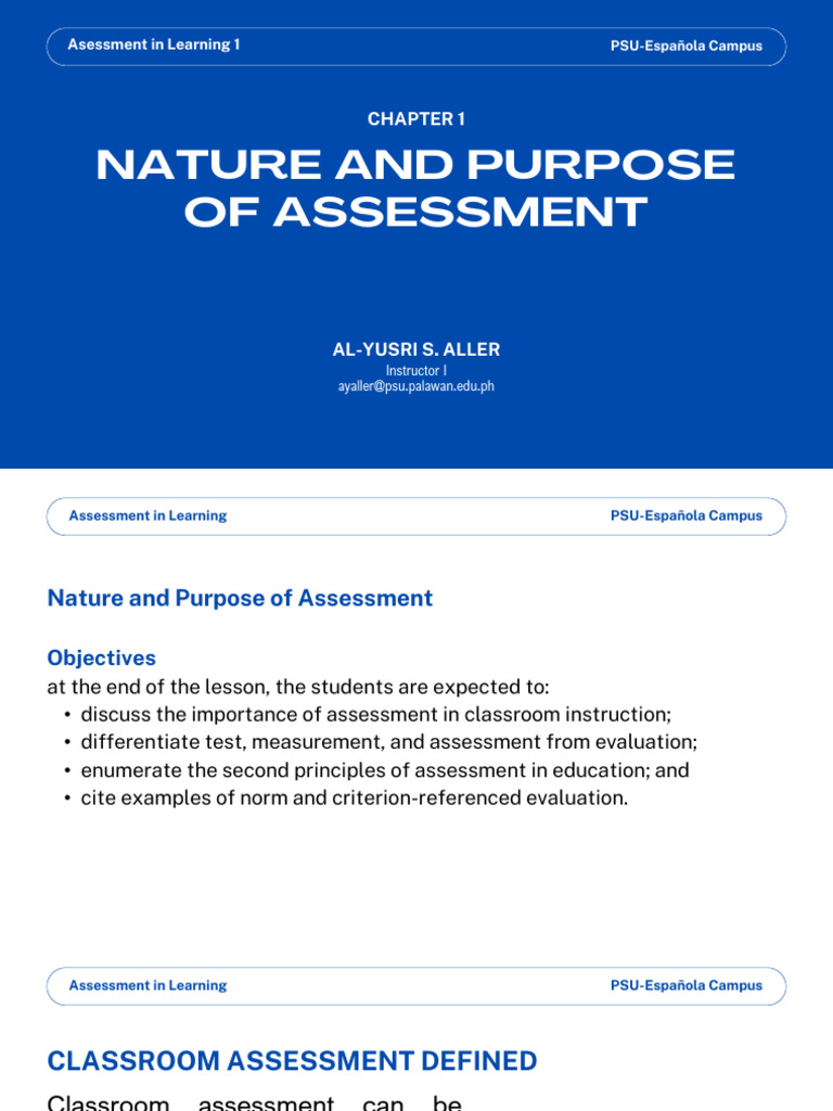 Unit 1 Assessment in Learning 1 | PDF