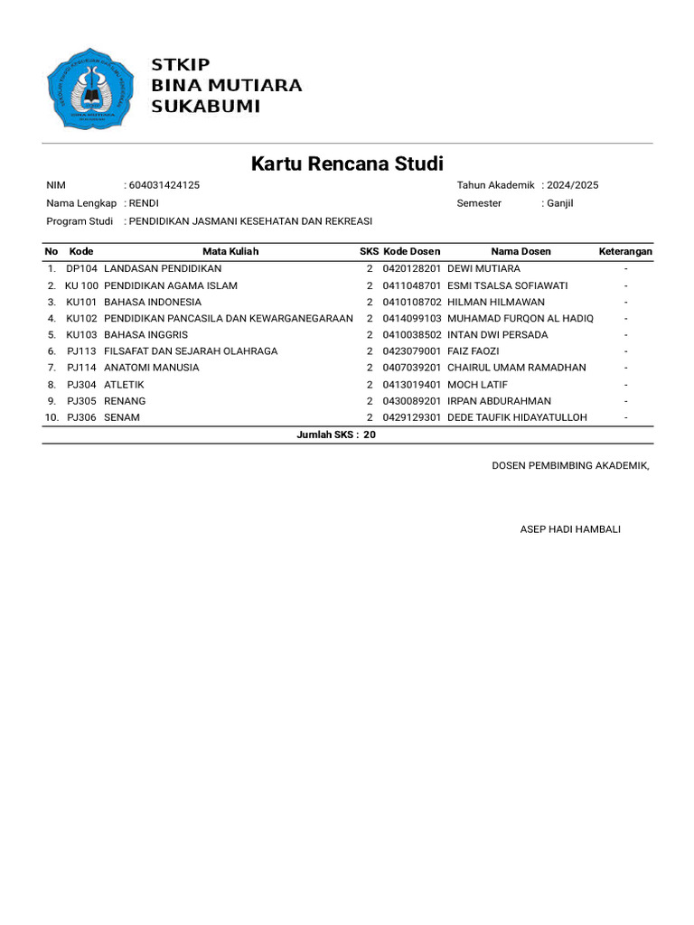Sistem Informasi Akademik - STKIP BMS | PDF