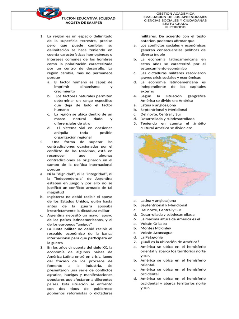 Evaluacion de Periodo Sexto | PDF