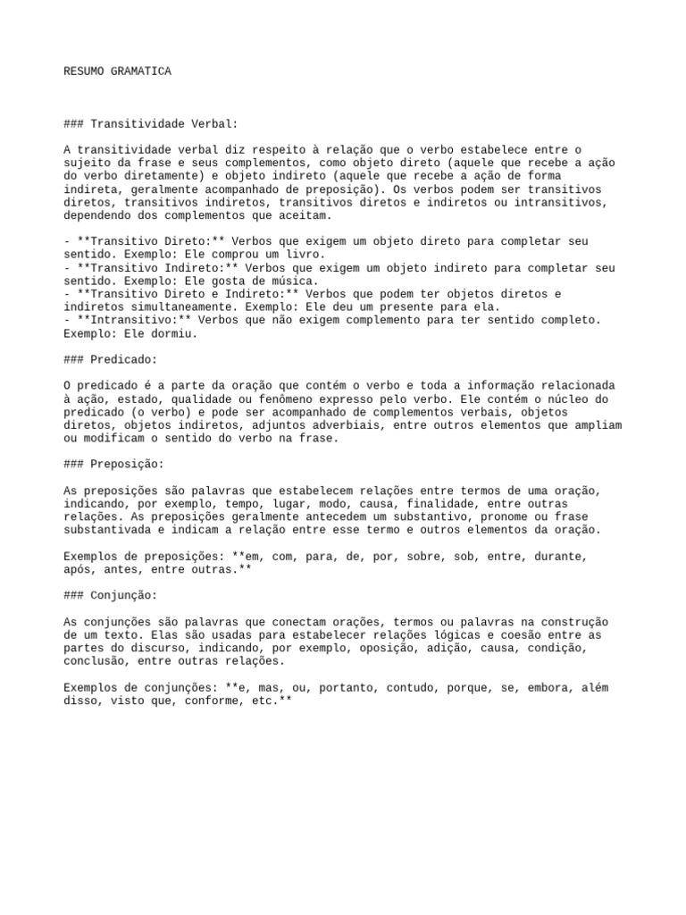 Resumo Gramatica | PDF