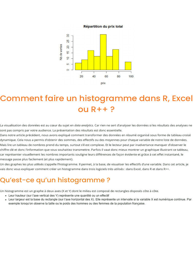 Comment Faire Un Histogramme Dans R, Excel Ou R++ | PDF