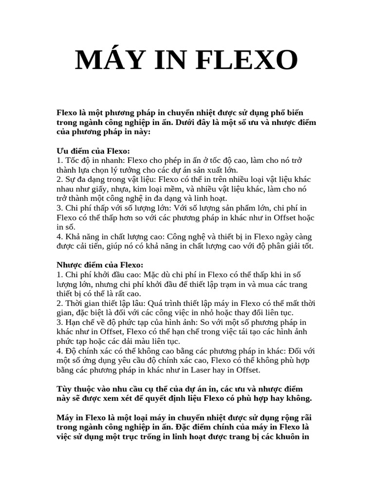 MÁY IN FLEXO (TRỌNG) | PDF