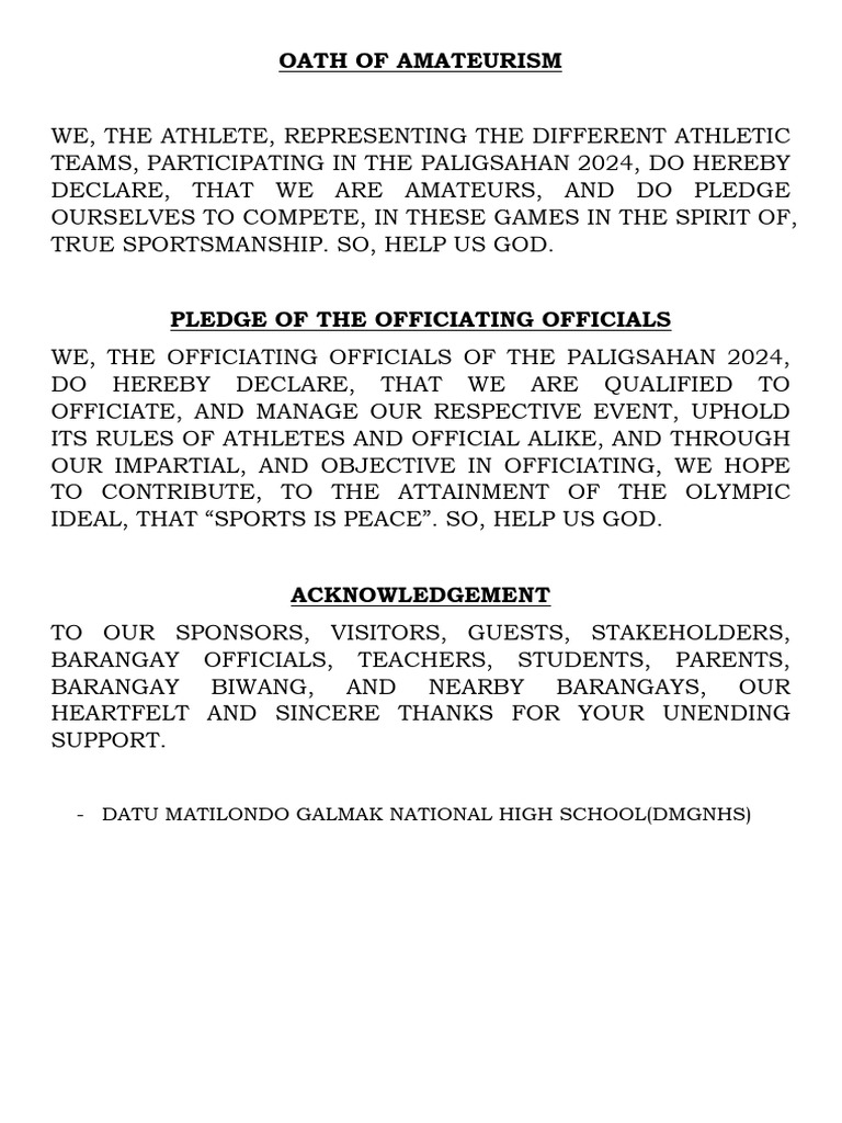 Oath Amateurism | PDF