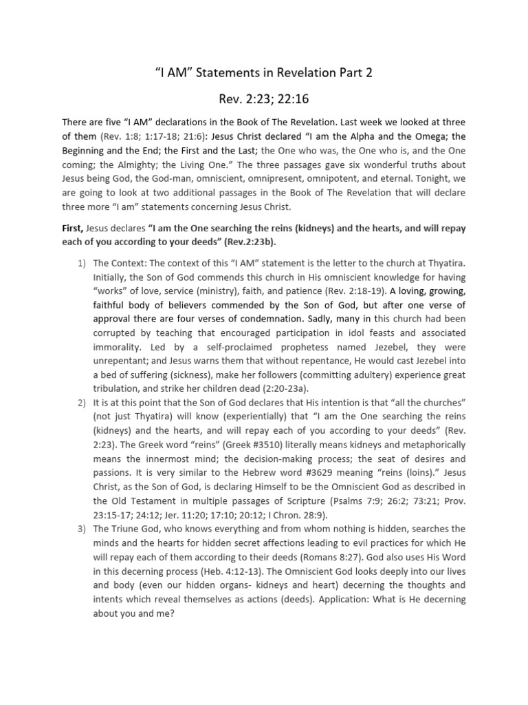 The I AMs in Revelation Part 2 | PDF | Jesus | Gospel Of Mark