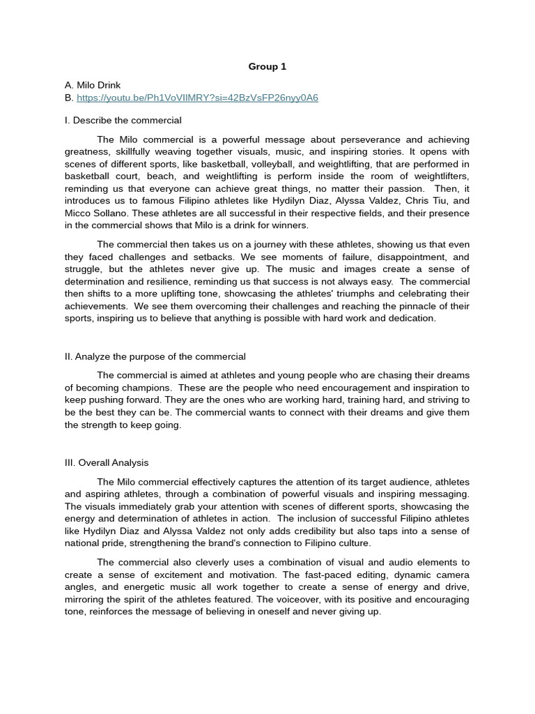 Commercial Analysis (Group 1) | PDF
