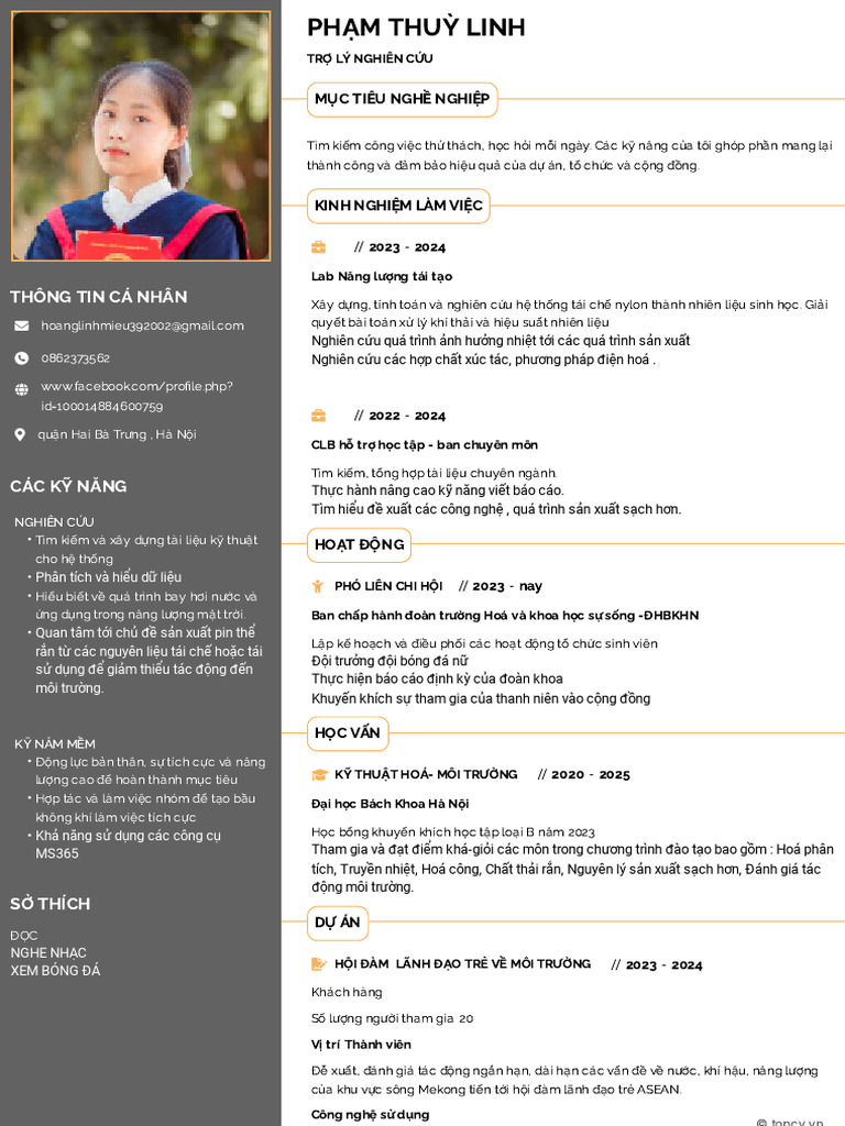 CV PH M Thu Linh - Nghiên C U Sinh | PDF