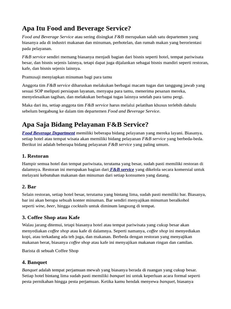 Struktur Kerja FNB | PDF