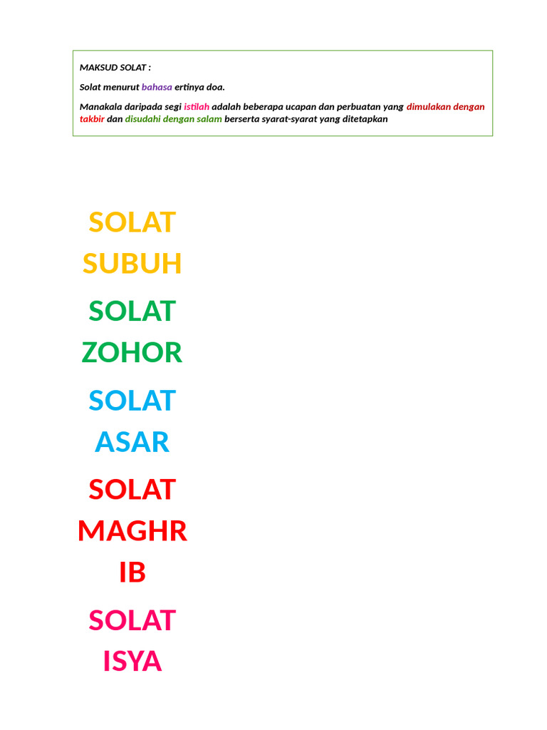 Latihan Solat Tahun 5 | PDF