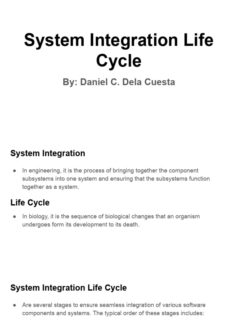System Integration Life Cycle | PDF