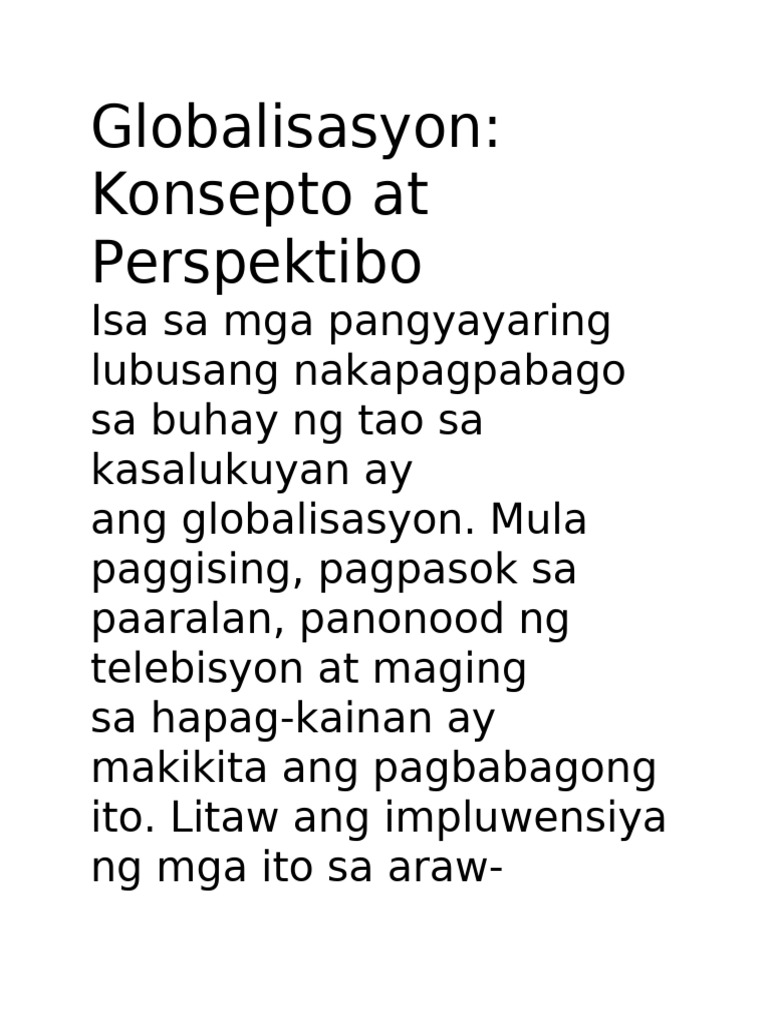 AP Globalisasyon g10 | PDF