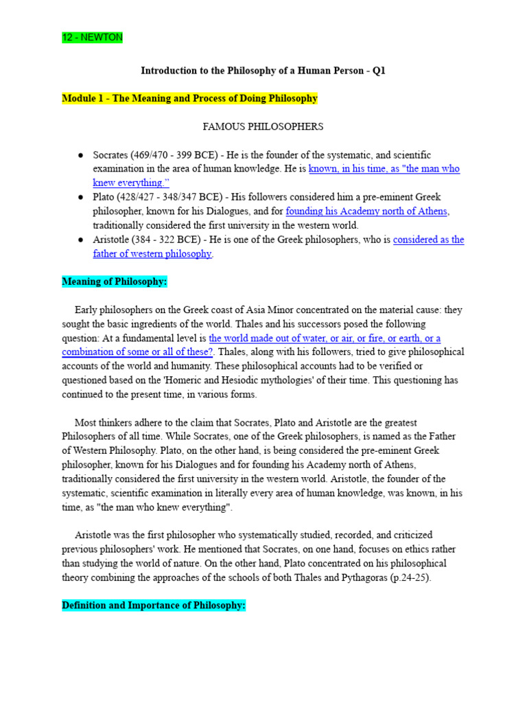 Philo Reviewer Q1 | PDF | Argument | Self-Improvement