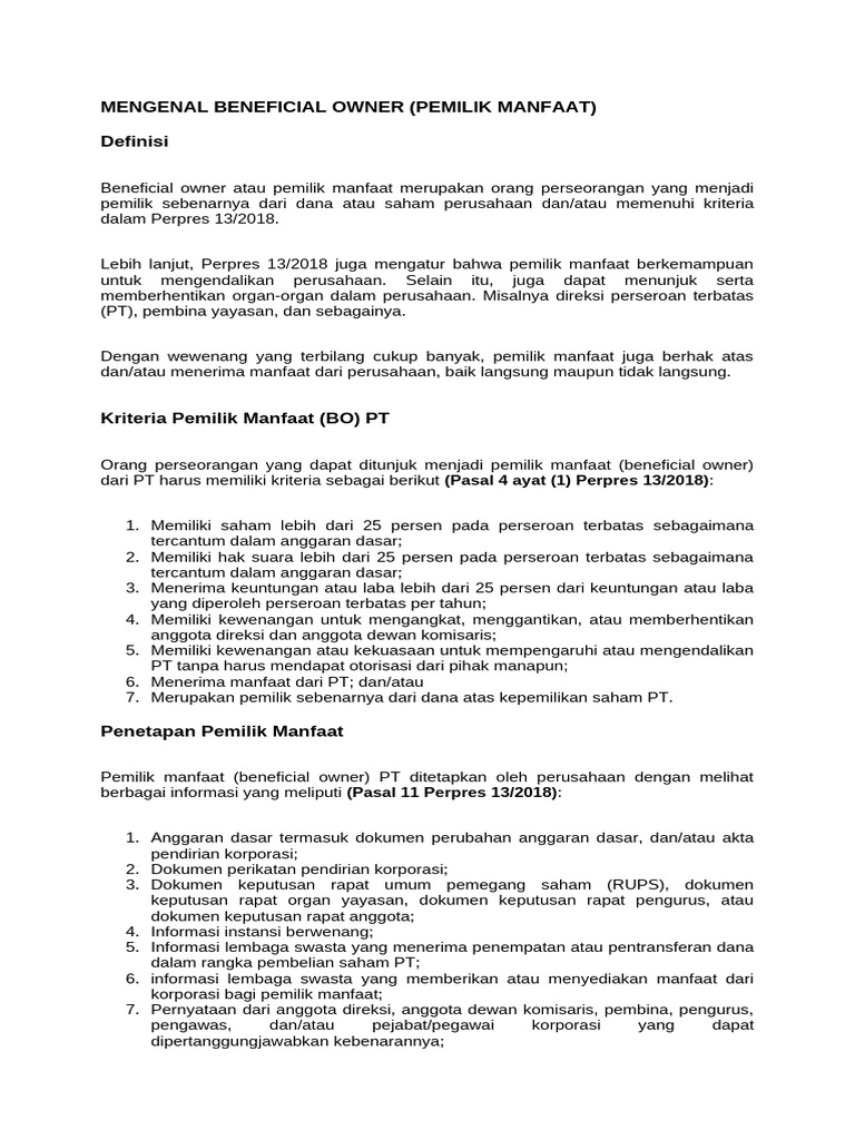 MENGENAL BENEFICIAL OWNER | PDF