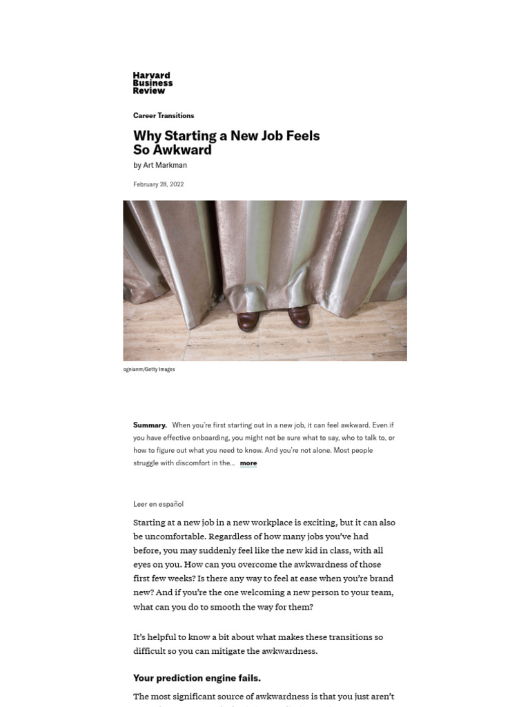 Why Starting A New Job Feels So Awkward | PDF