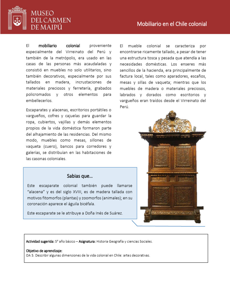 Mobiliario en El Chile Colonial - 5° | PDF