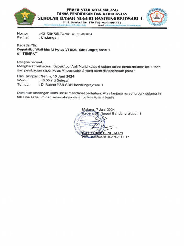 UNDANGAN KELULUSAN TP 2023-2024 | PDF