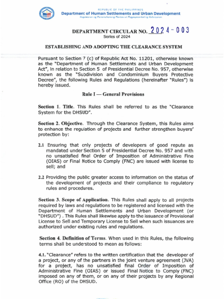Department Circular No. 2024-003 - Regional Clearance | PDF