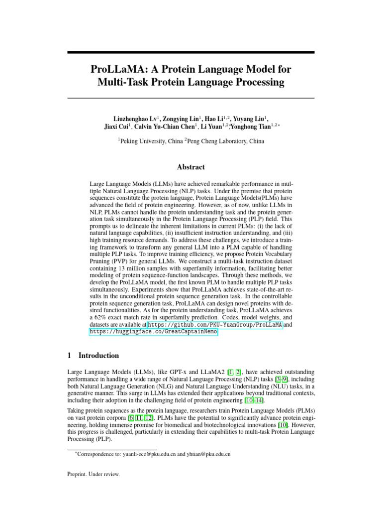 202407-ProLLaMA - A Protein Language Model For Multi-Task Protein Language Processing | PDF ...