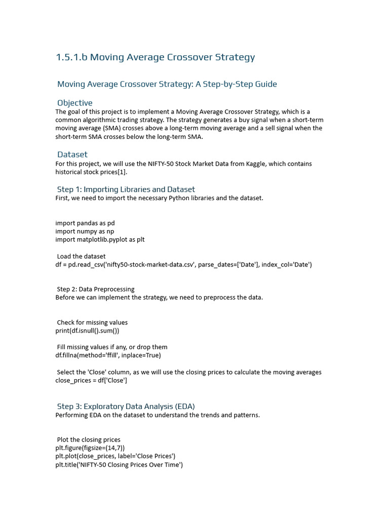151b Moving Average Crossover Strategy Starter Kit Pdf