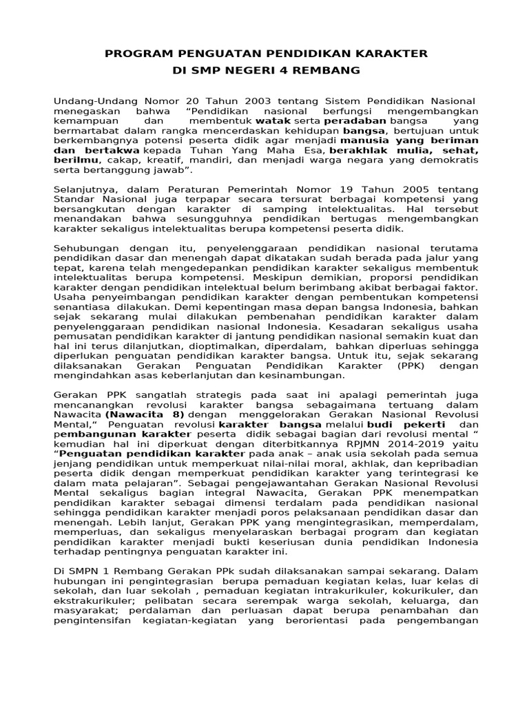 Program Penguatan Pendidikan Karakter Dan Upacara | PDF