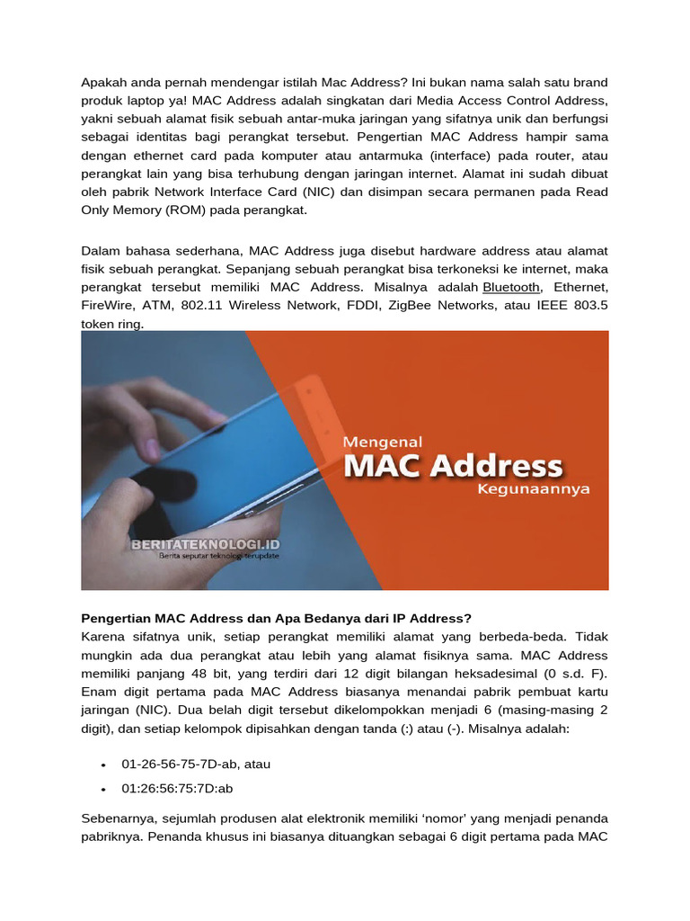 Pengertian dan Fungsi MAC Address | PDF | Internet Protocols | Computers