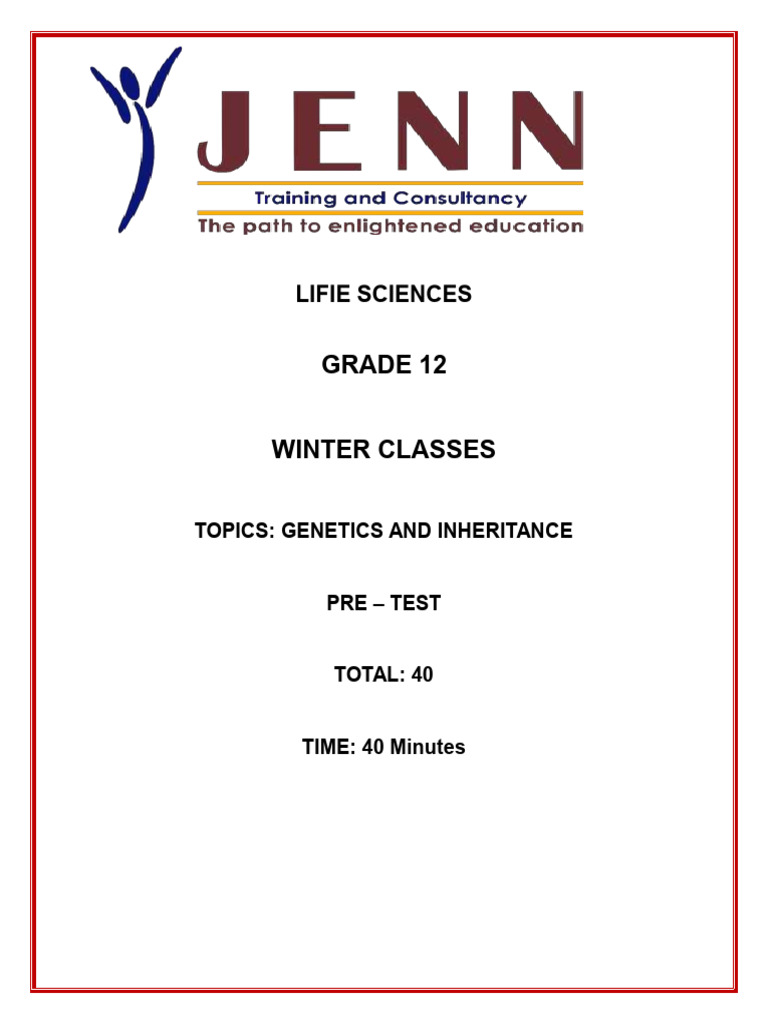 3 - Jenn Winter Classes Pre Test Final) | PDF